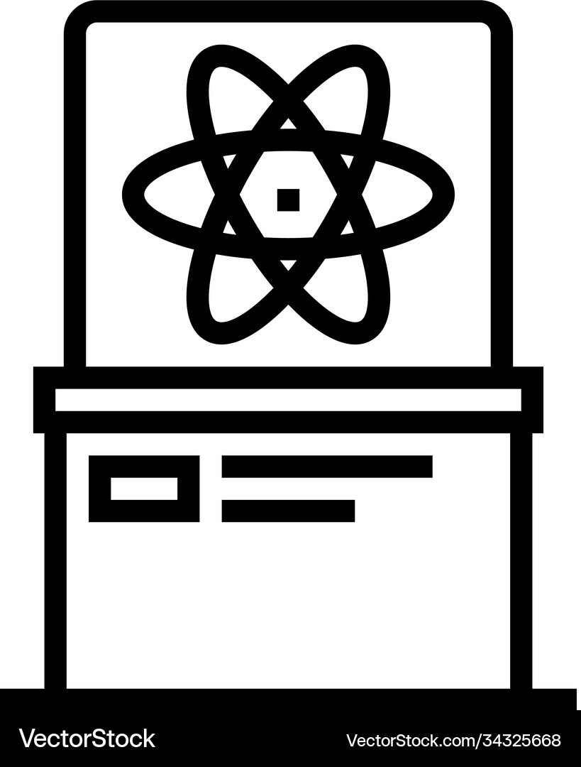 Science exhibit line icon black Royalty Free Vector Image