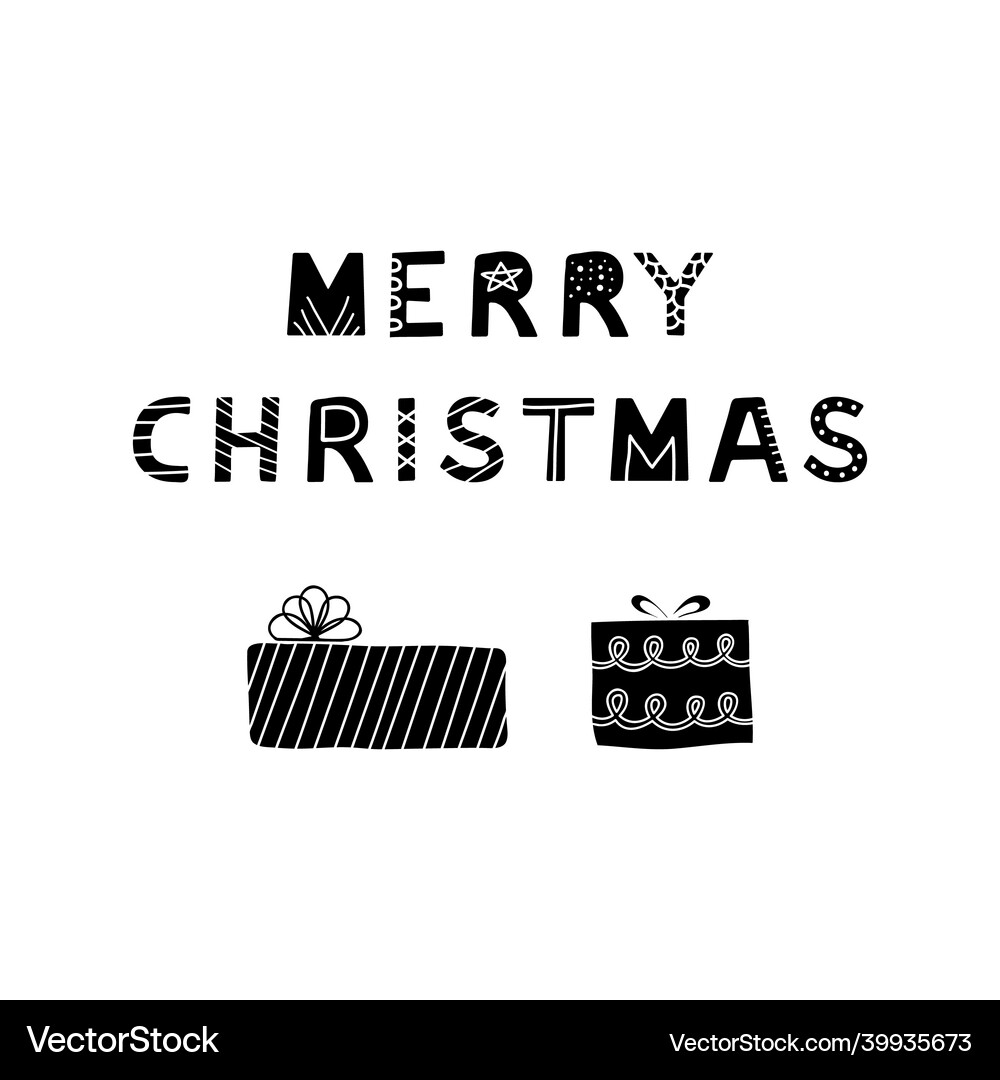 Christmas poster with lettering Royalty Free Vector Image