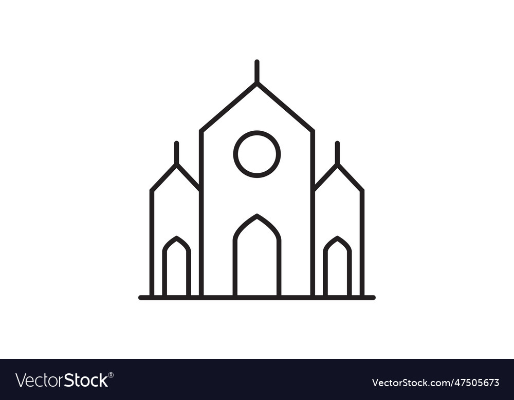 Church outline icon religious building Royalty Free Vector