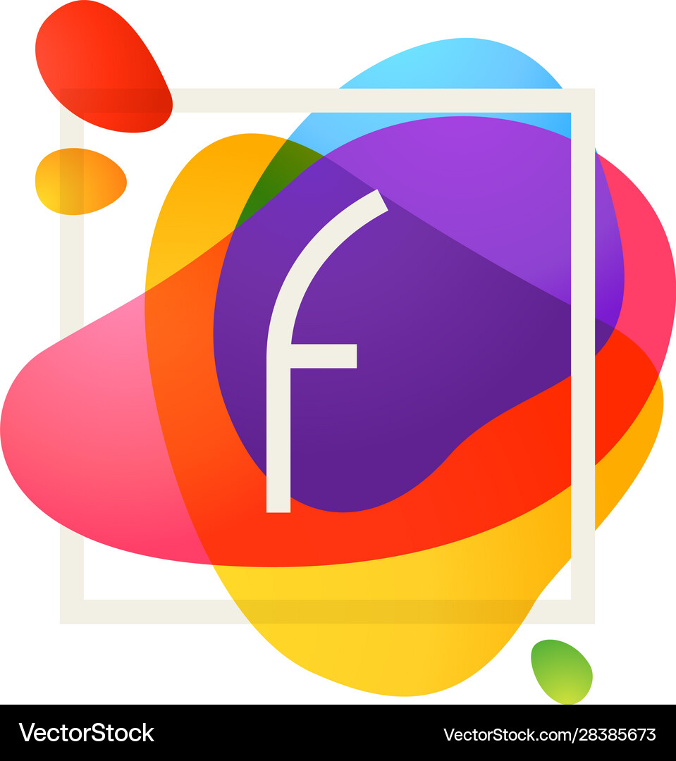 F letter logo in square frame at watercolor Vector Image