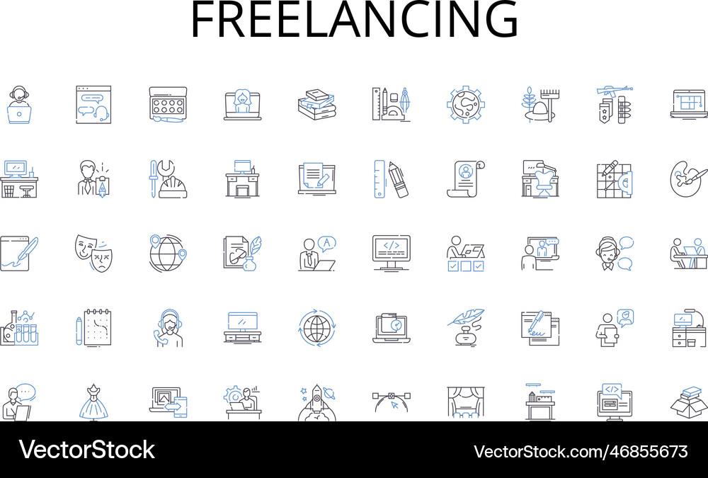 Freelancing line icons collection grooming Vector Image