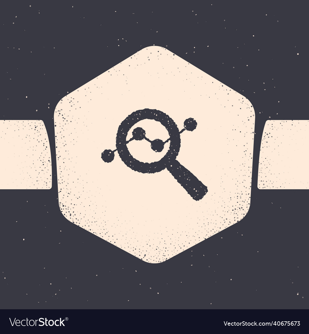 Grunge magnifying glass and data analysis icon Vector Image