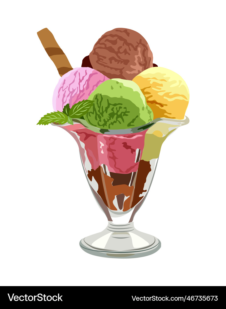 Ice cream in glass bowl Royalty Free Vector Image