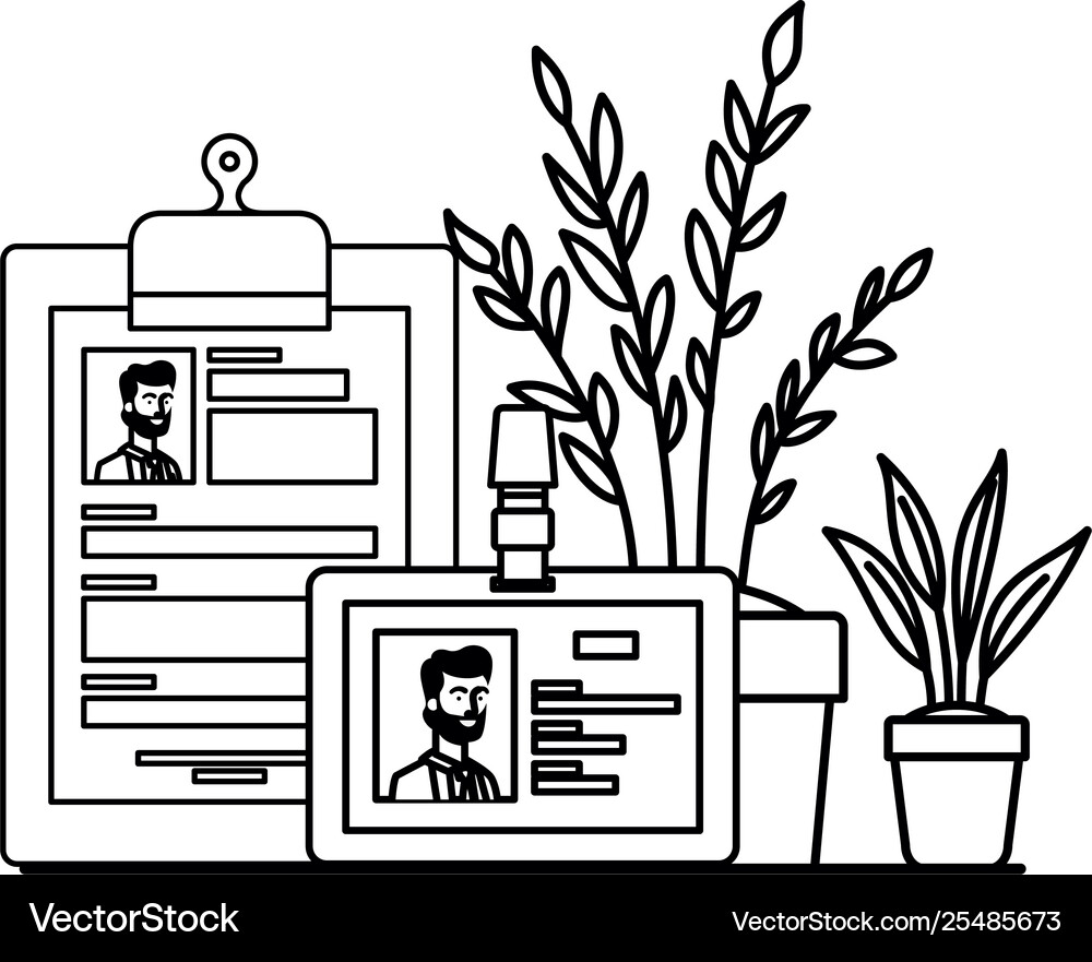 Id card and personal profile on white background Vector Image