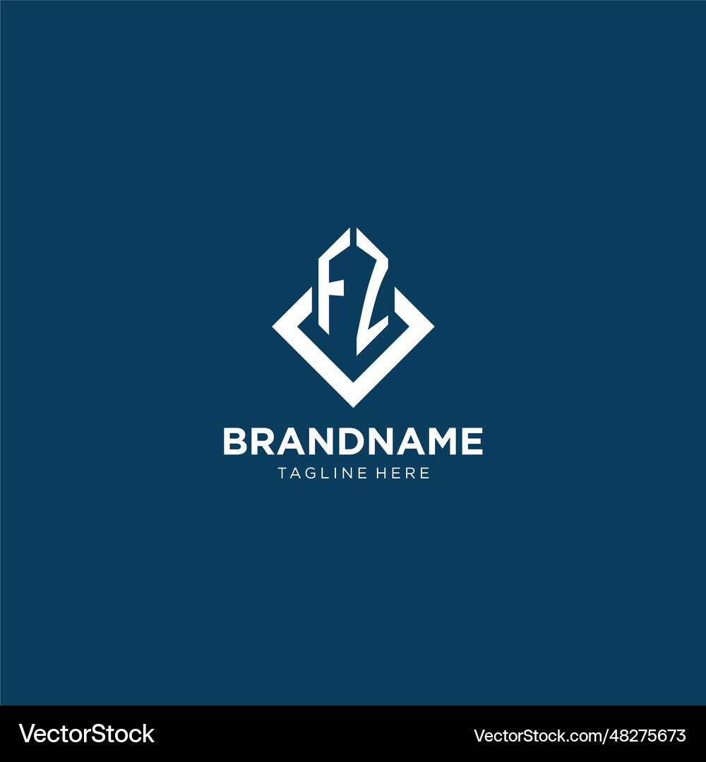 Initial fz logo square rhombus with lines modern Vector Image