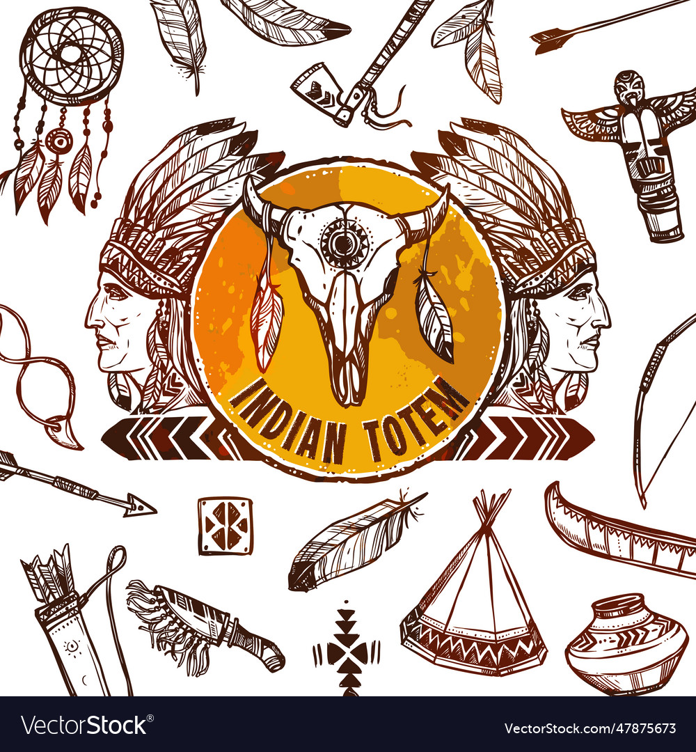 Native americans background Royalty Free Vector Image