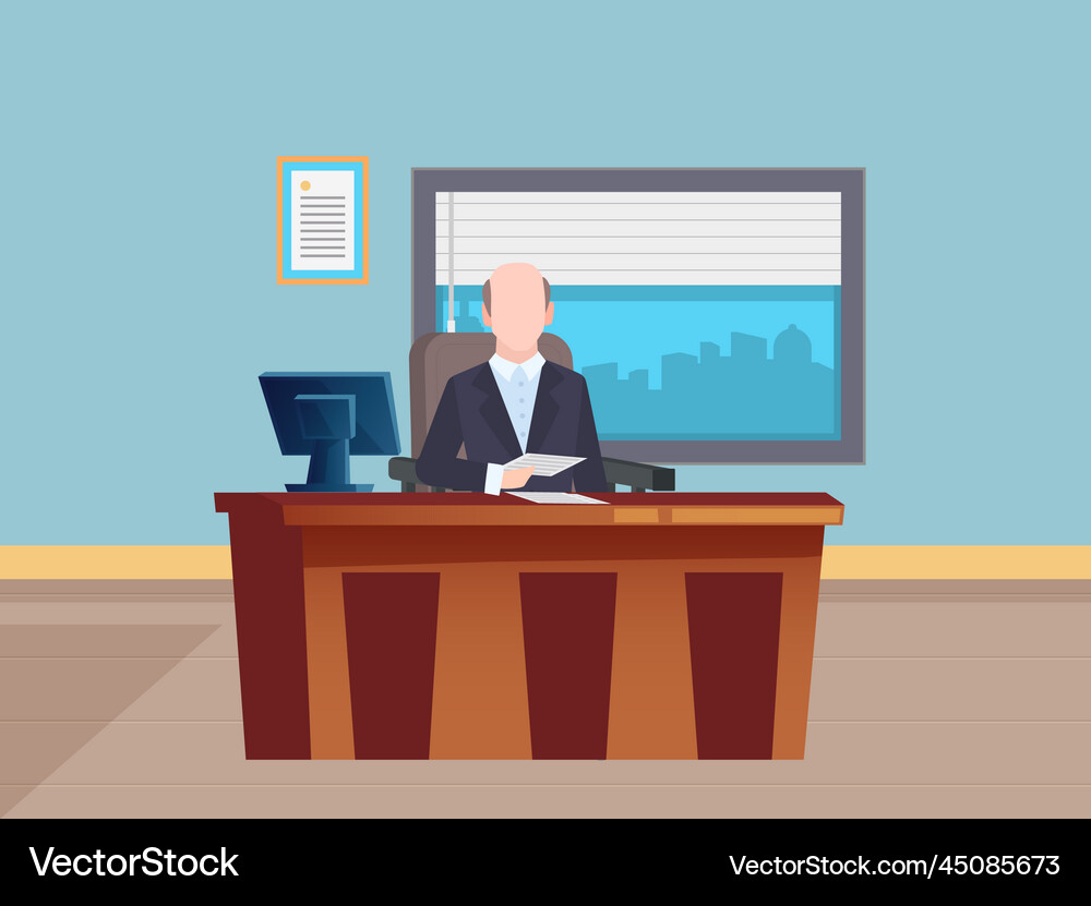 Principal room and headmaster is sitting Vector Image