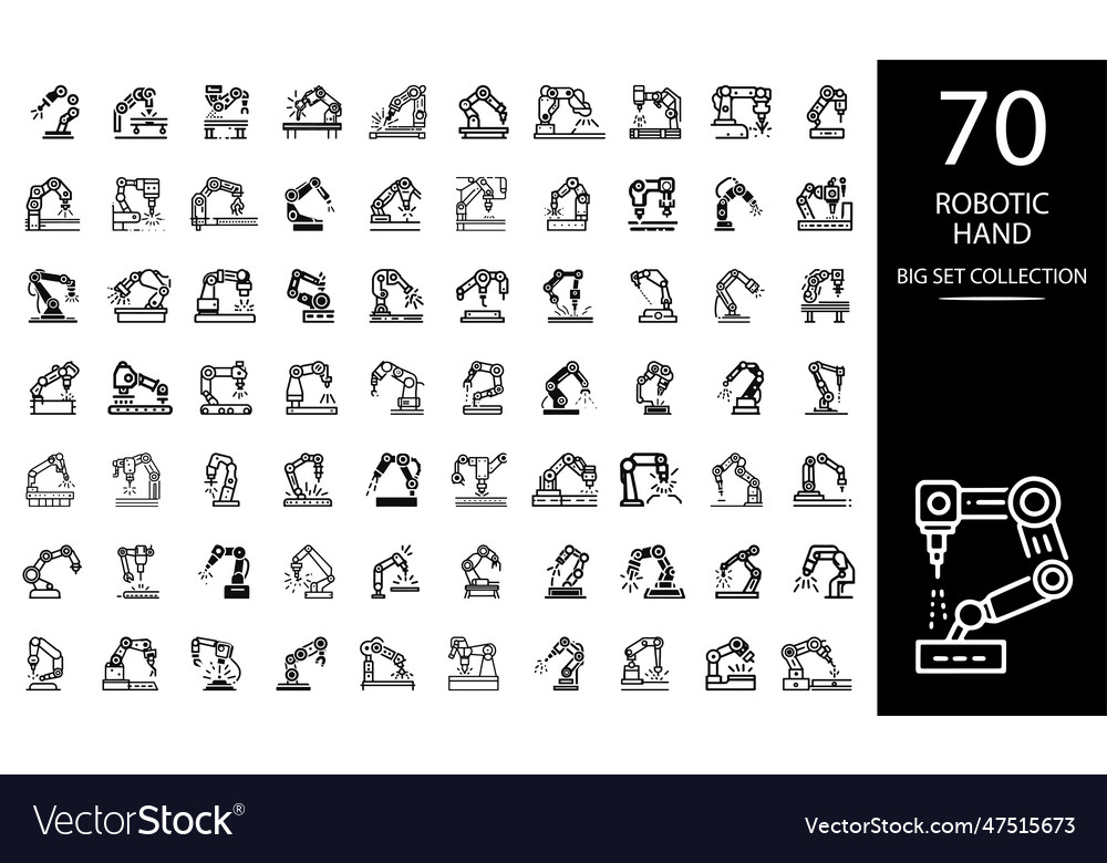 Robotic hand manipulator silhouette symbol icon Vector Image