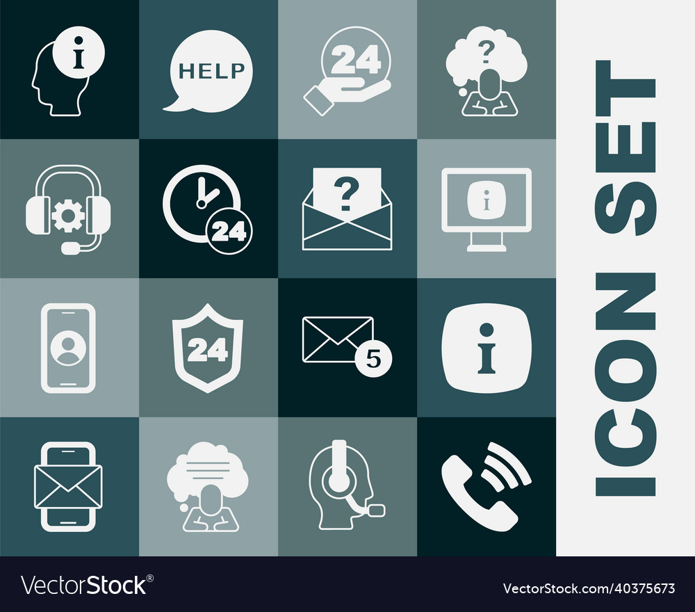 Set telephone 24 hours support information Vector Image