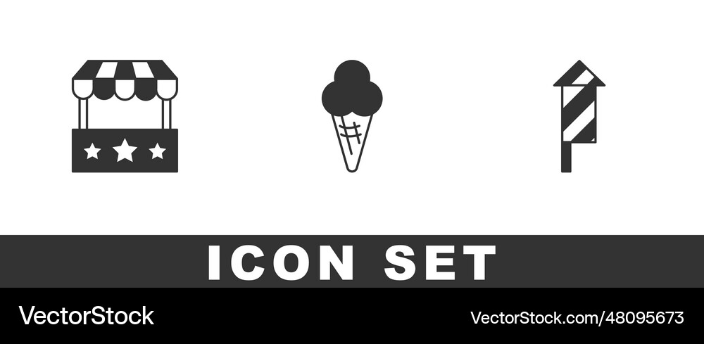 Set ticket box office ice cream in waffle cone Vector Image