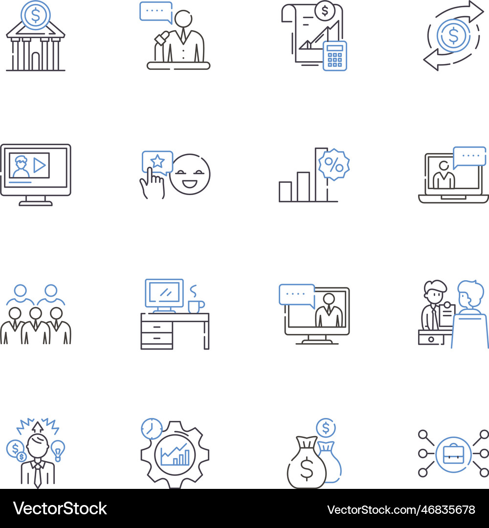 Action planning line icons collection strategy Vector Image