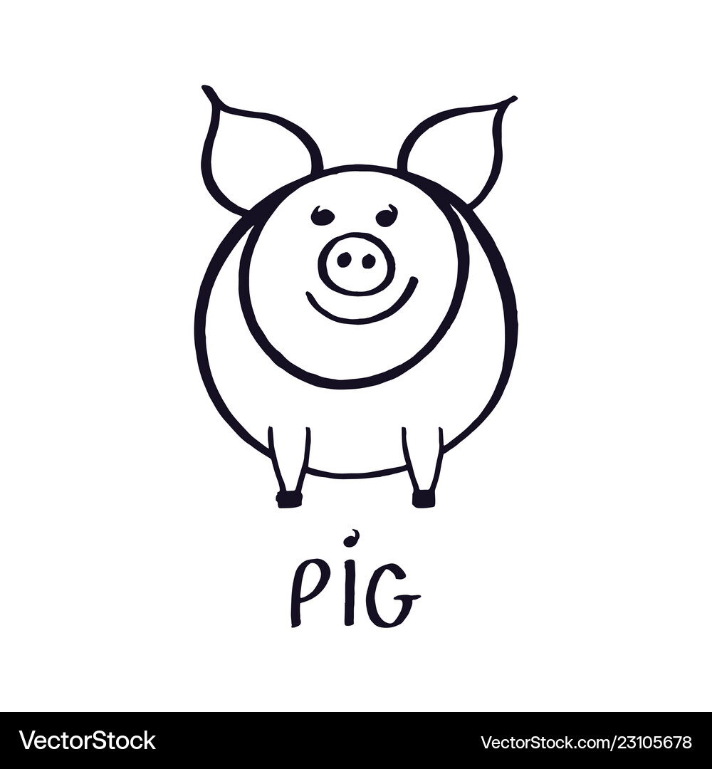 Cute little pink pig hand Royalty Free Vector Image