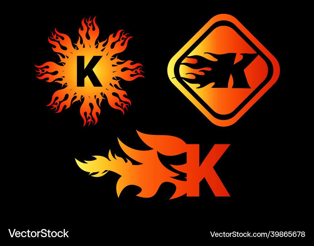 Fire k letter logo and icon design template Vector Image