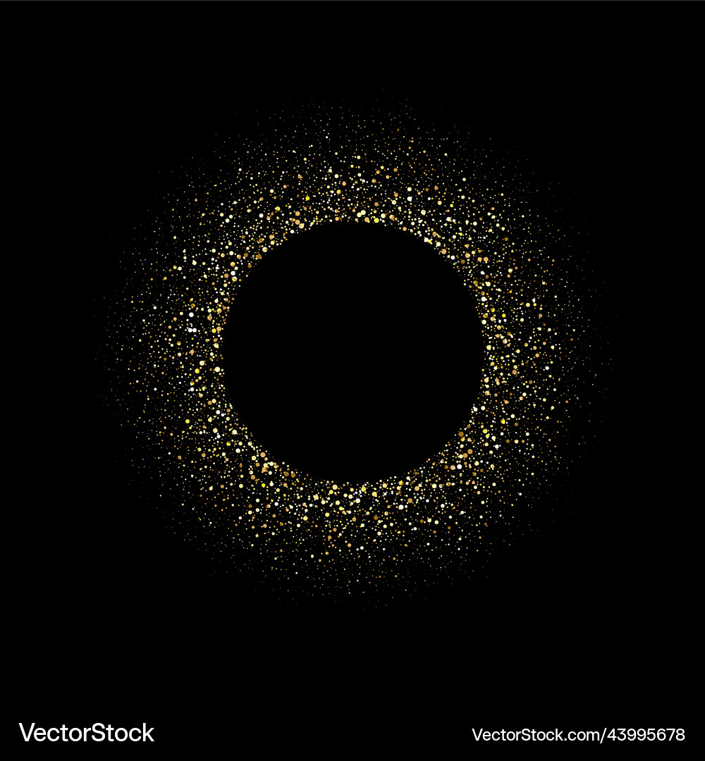 Golden shiny round frame on a black background Vector Image