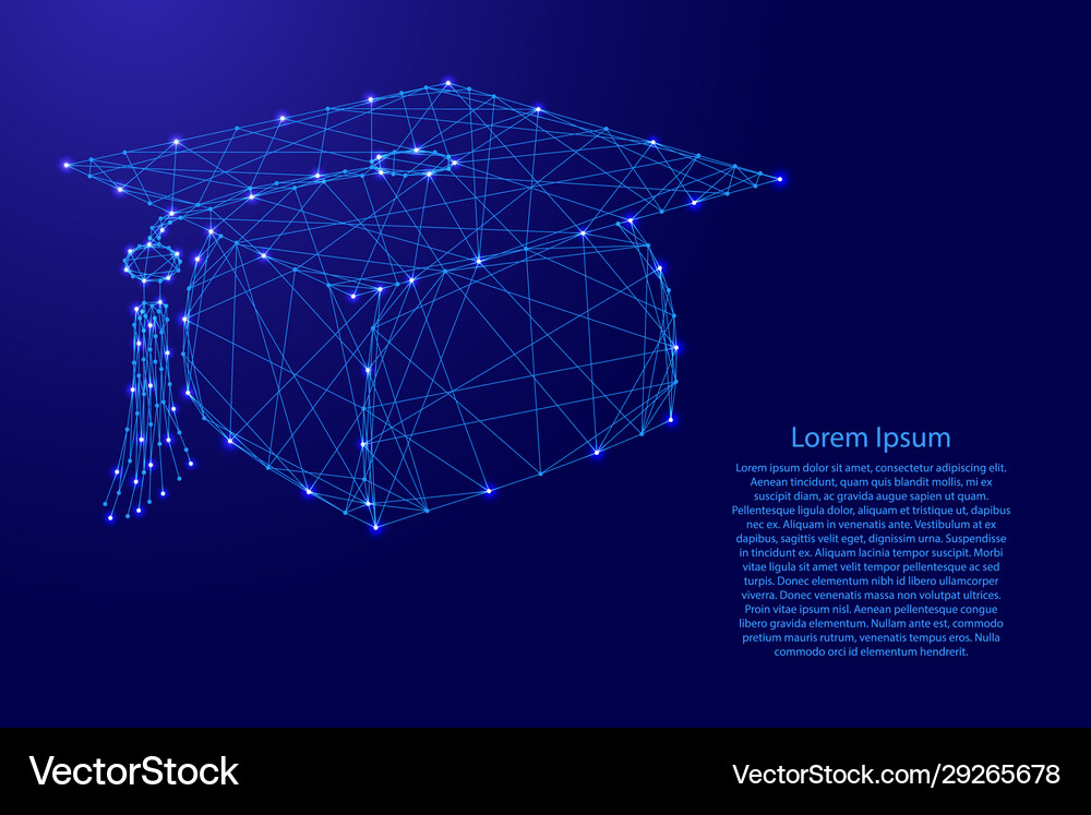 Graduation cap from futuristic polygonal blue Vector Image