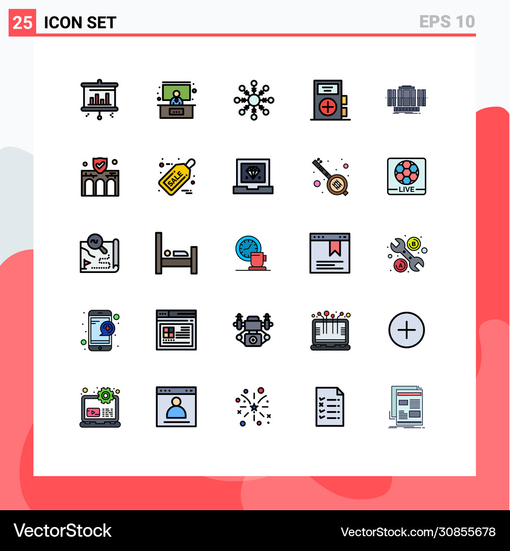 Group 25 modern filled line flat colors set Vector Image
