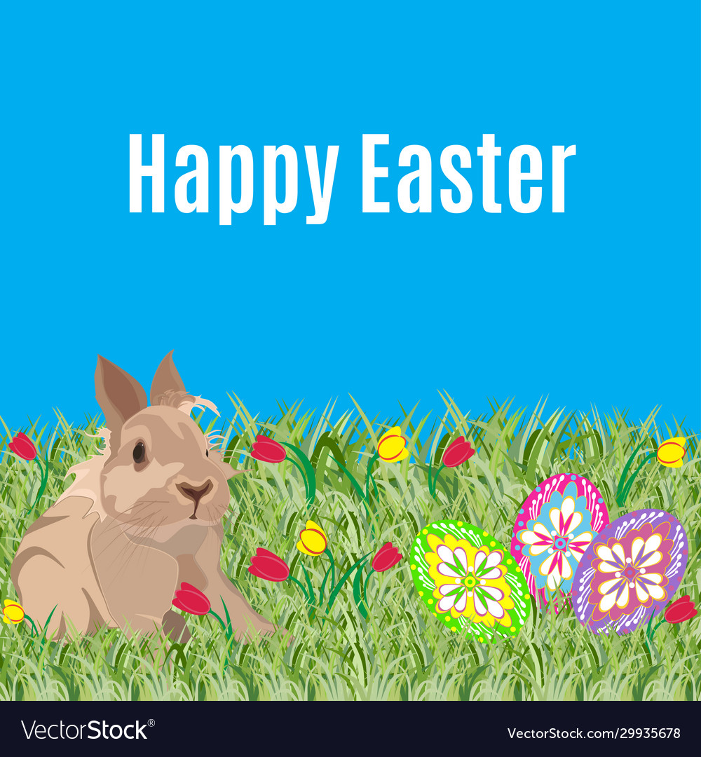 Happy easter poster greeting card template Vector Image