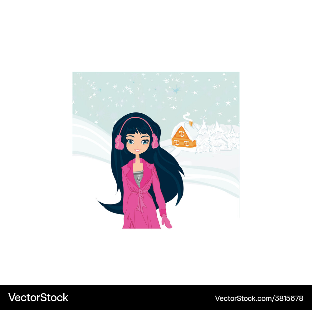 Happy winter girl Royalty Free Vector Image - VectorStock