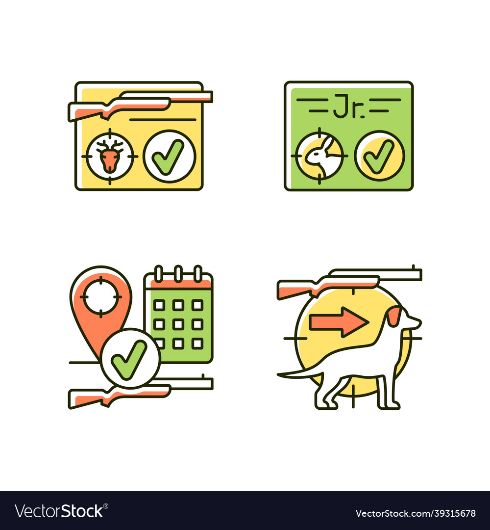 Hunting regulations rgb color icons set Royalty Free Vector Hunting regulations rgb color icons set Royalty Free Vector