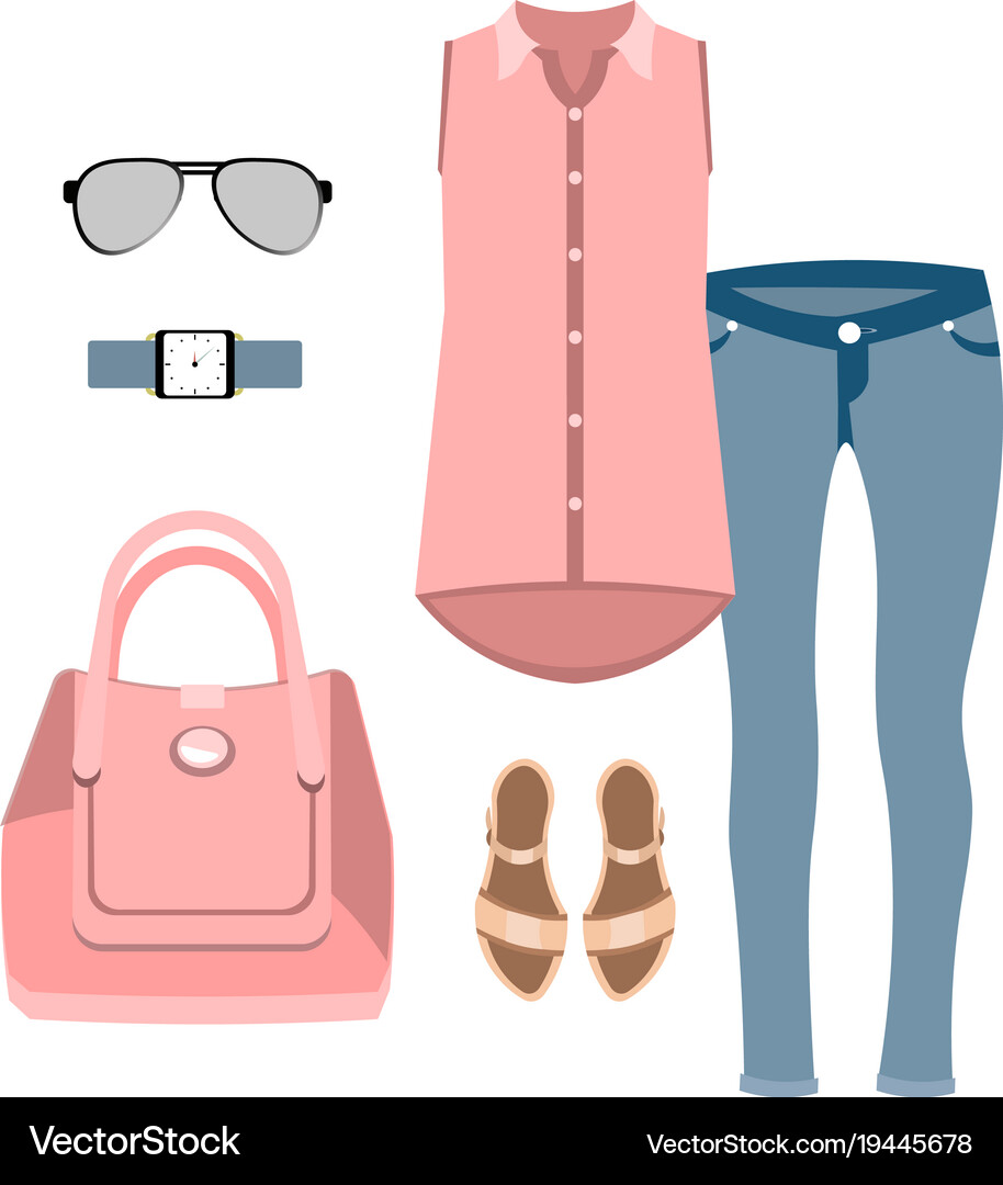 Lady fashion set Royalty Free Vector Image - VectorStock