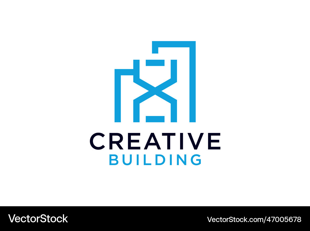 Letter x with building for construction company Vector Image