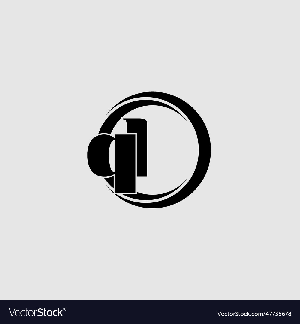 Letters ql simple circle linked line logo Vector Image