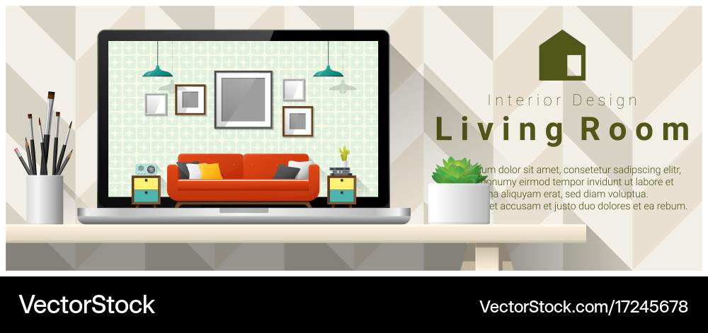 Modern living room interior design background Vector Image