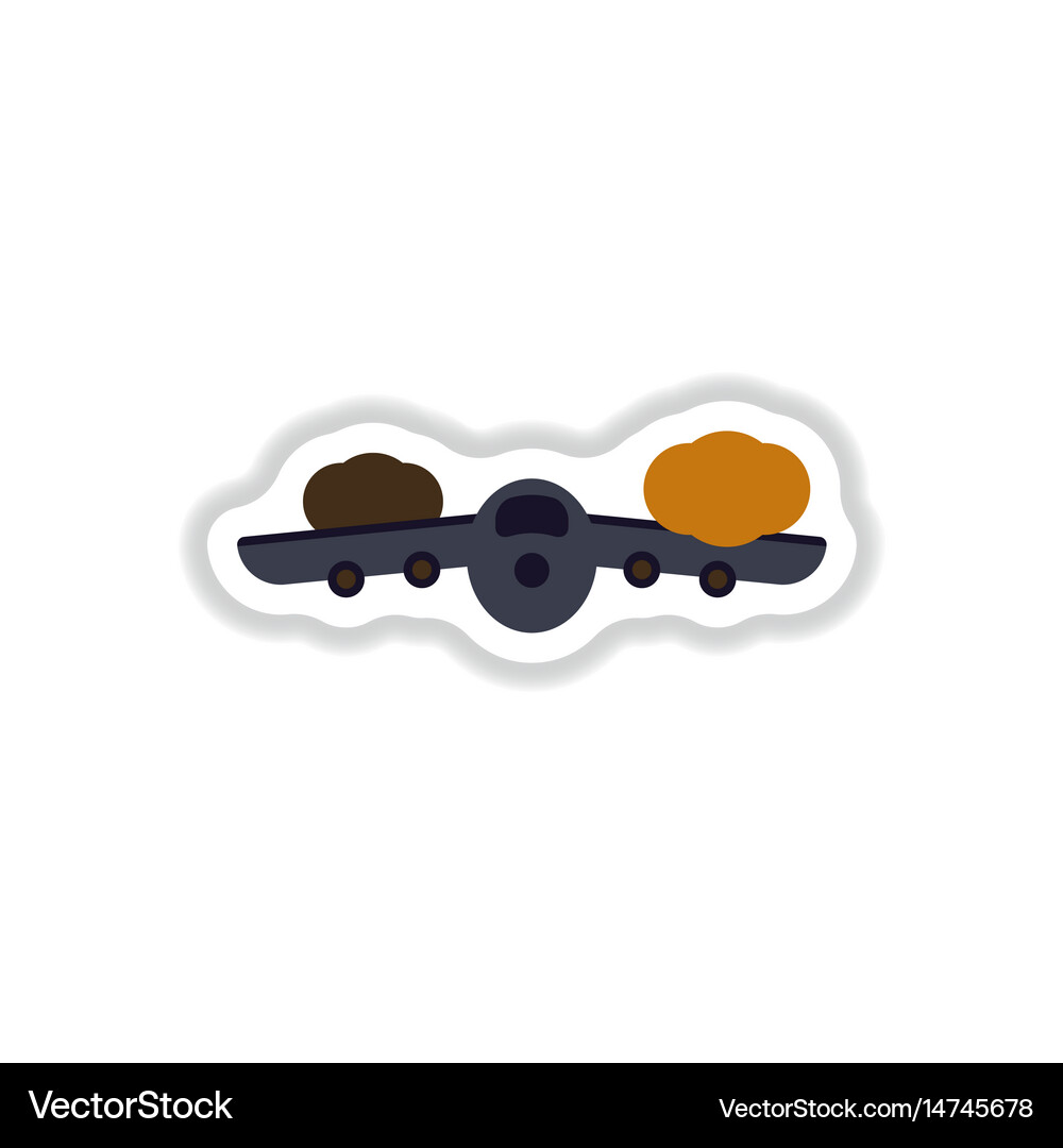 Paper sticker on white background plane flying Vector Image
