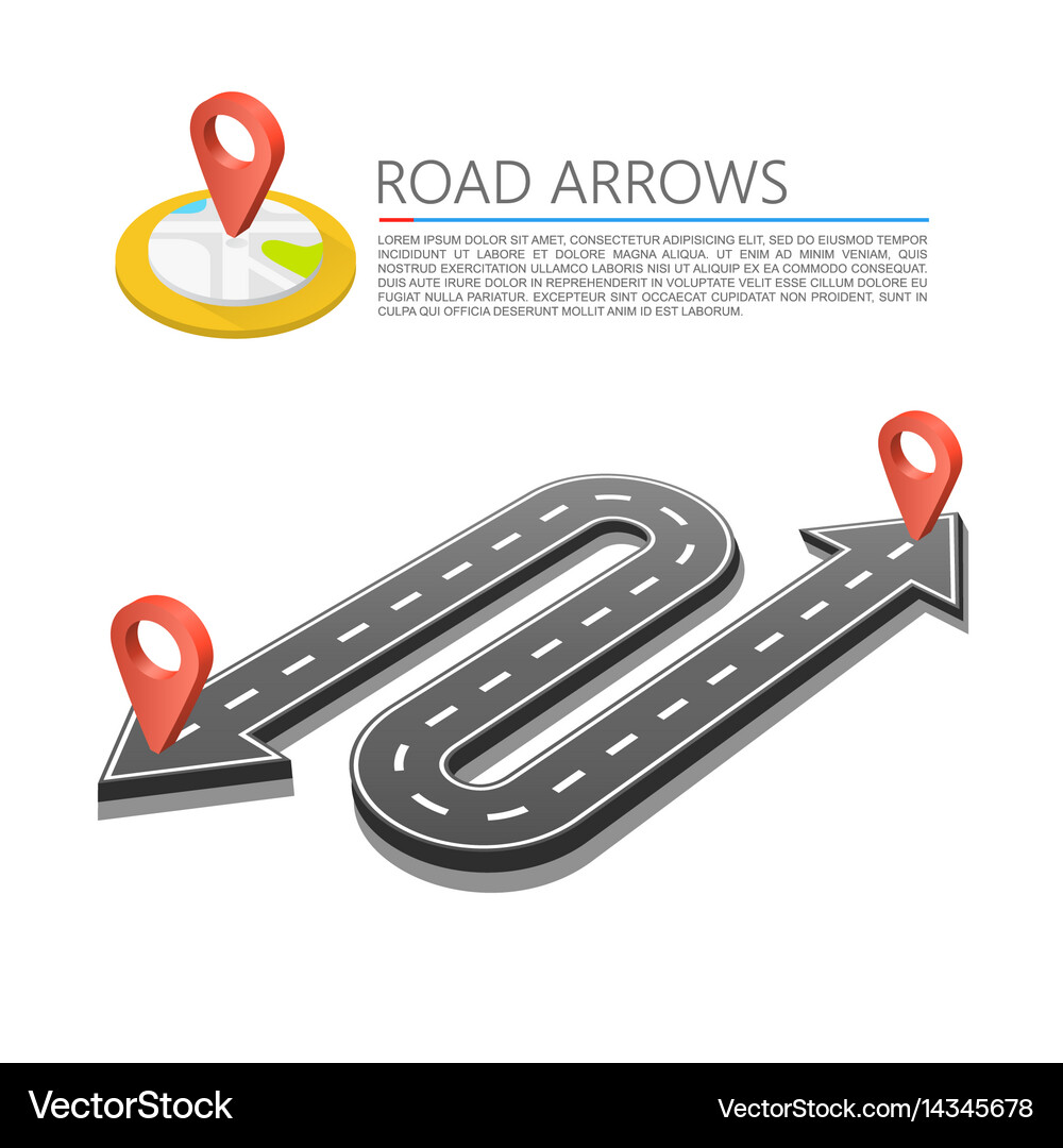 Paved path on the road road arrow location Vector Image