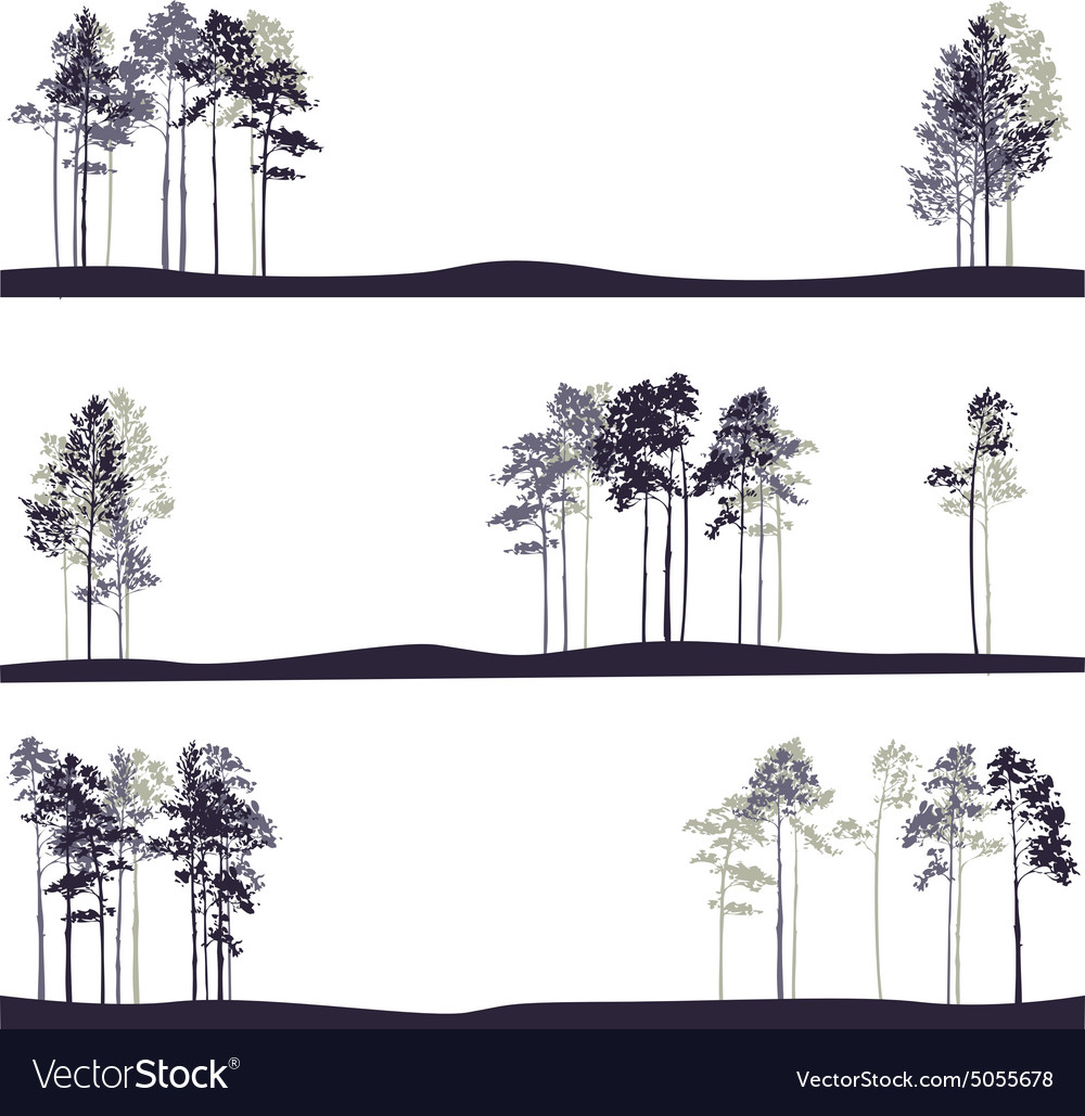Set of different landscapes with pine trees Vector Image