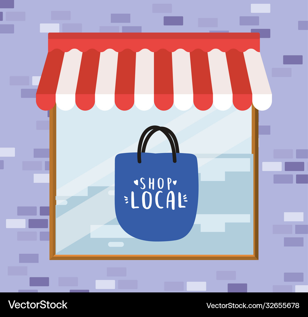Shop local in bag inside store design Royalty Free Vector