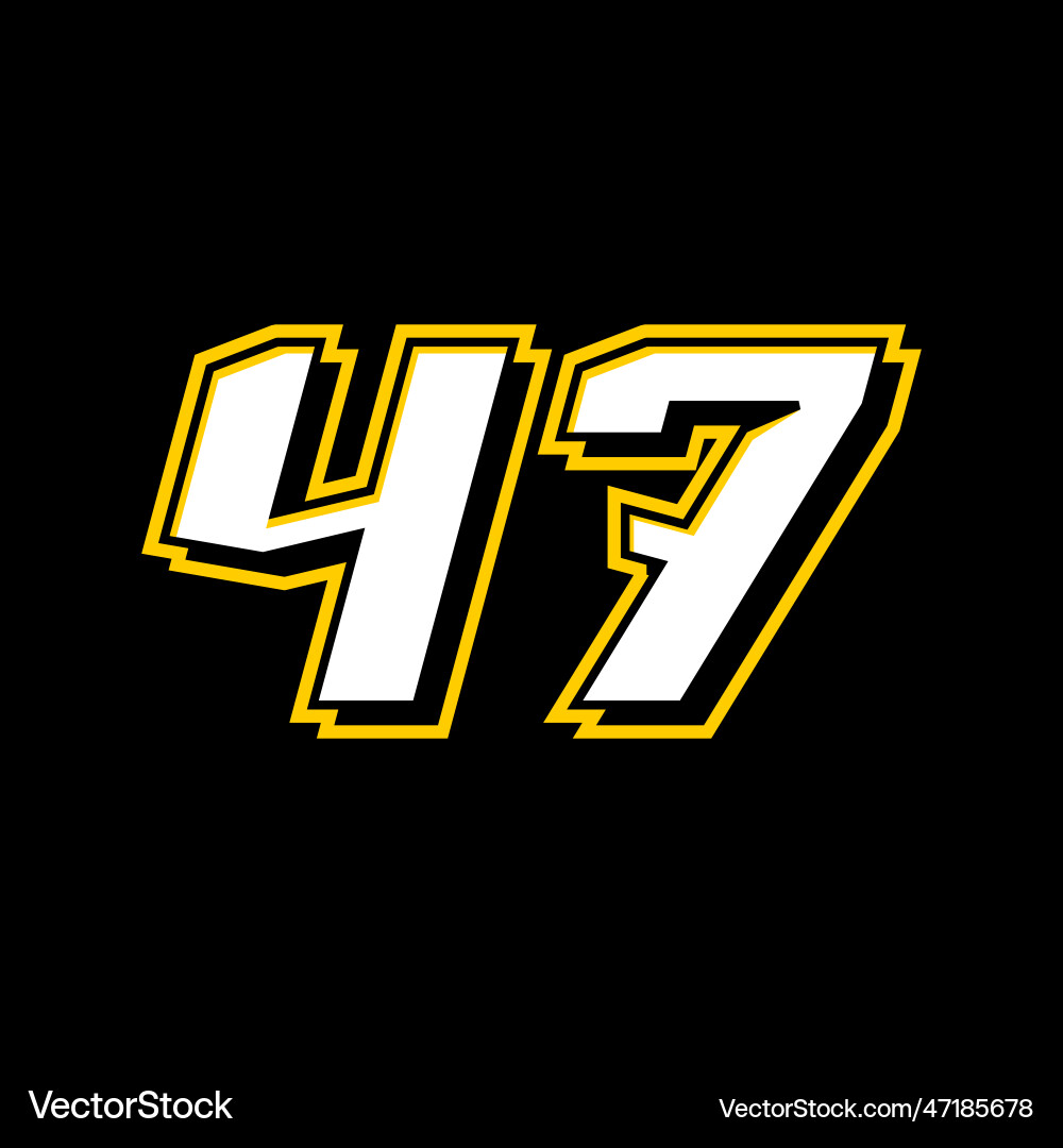 Sport racing number template 47 Royalty Free Vector Image