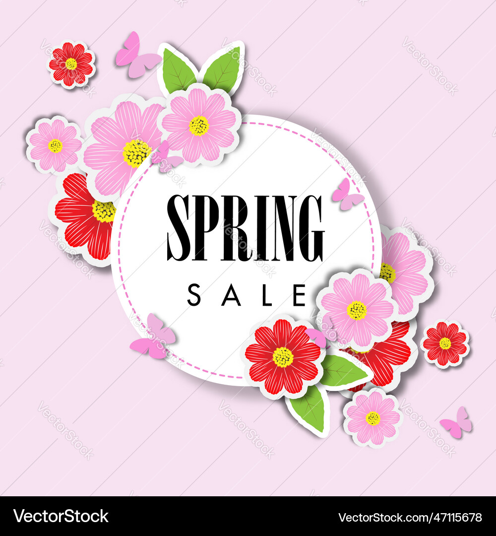 Spring sale background with beautiful flower Vector Image