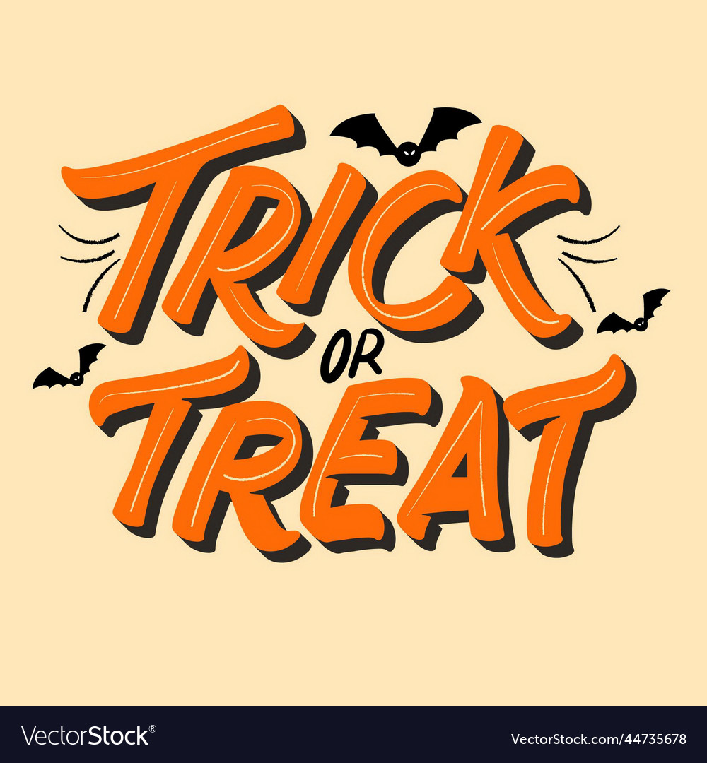 Trick treat lettering design Royalty Free Vector Image Trick treat lettering design Royalty Free Vector Image