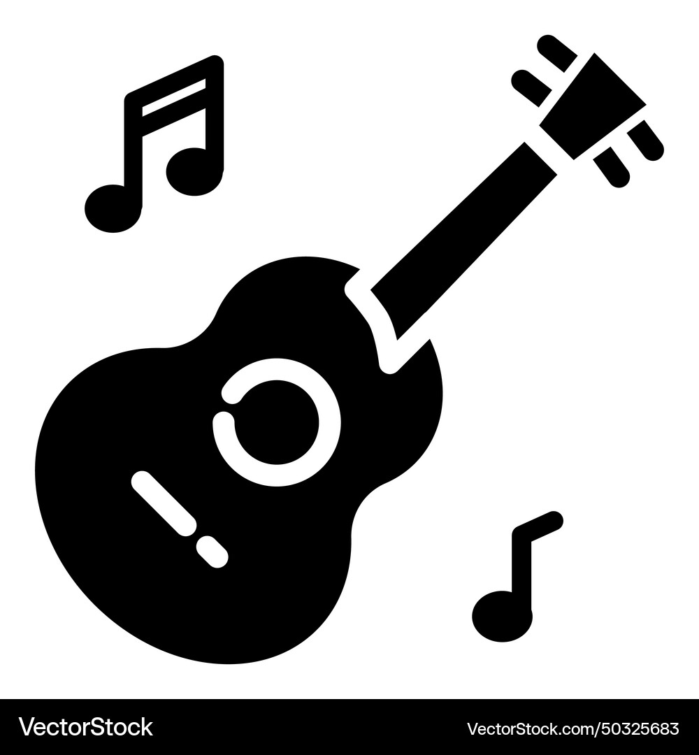 Acoustic guitar flat icon isolated on white Vector Image