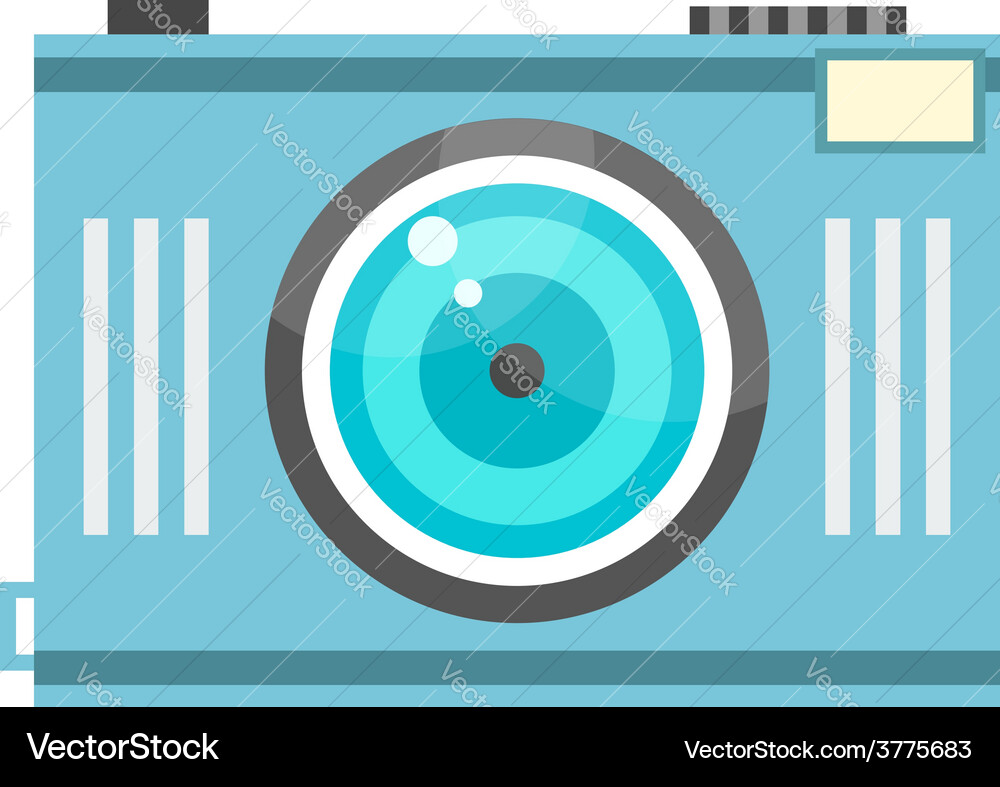 Blue photo camera in retro style Royalty Free Vector Image