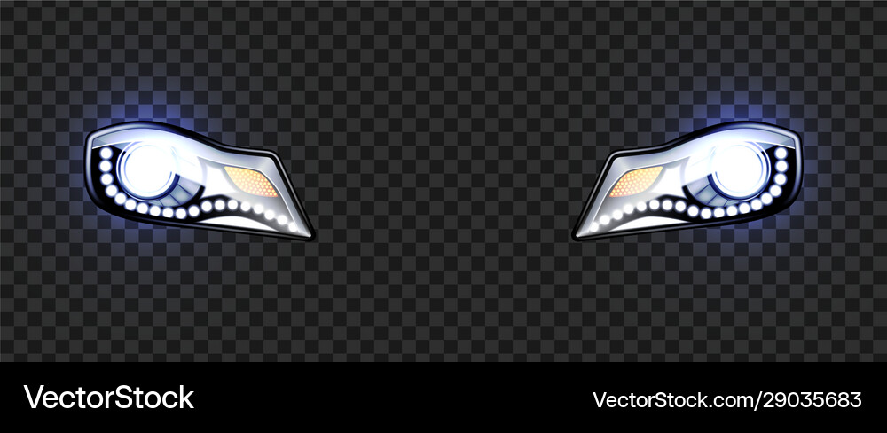 Car headlight xenon and led type lamps Royalty Free Vector