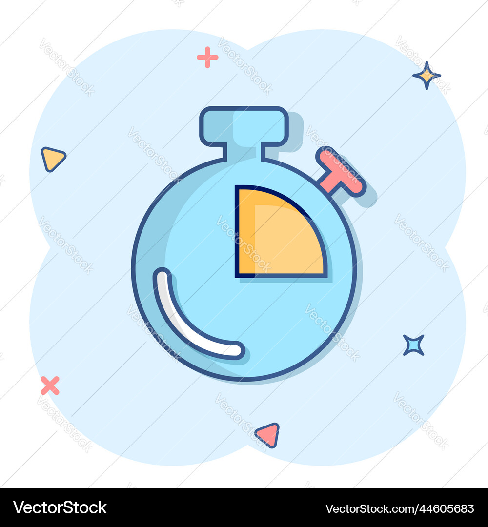 Clock icon in comic style watch cartoon on white Vector Image