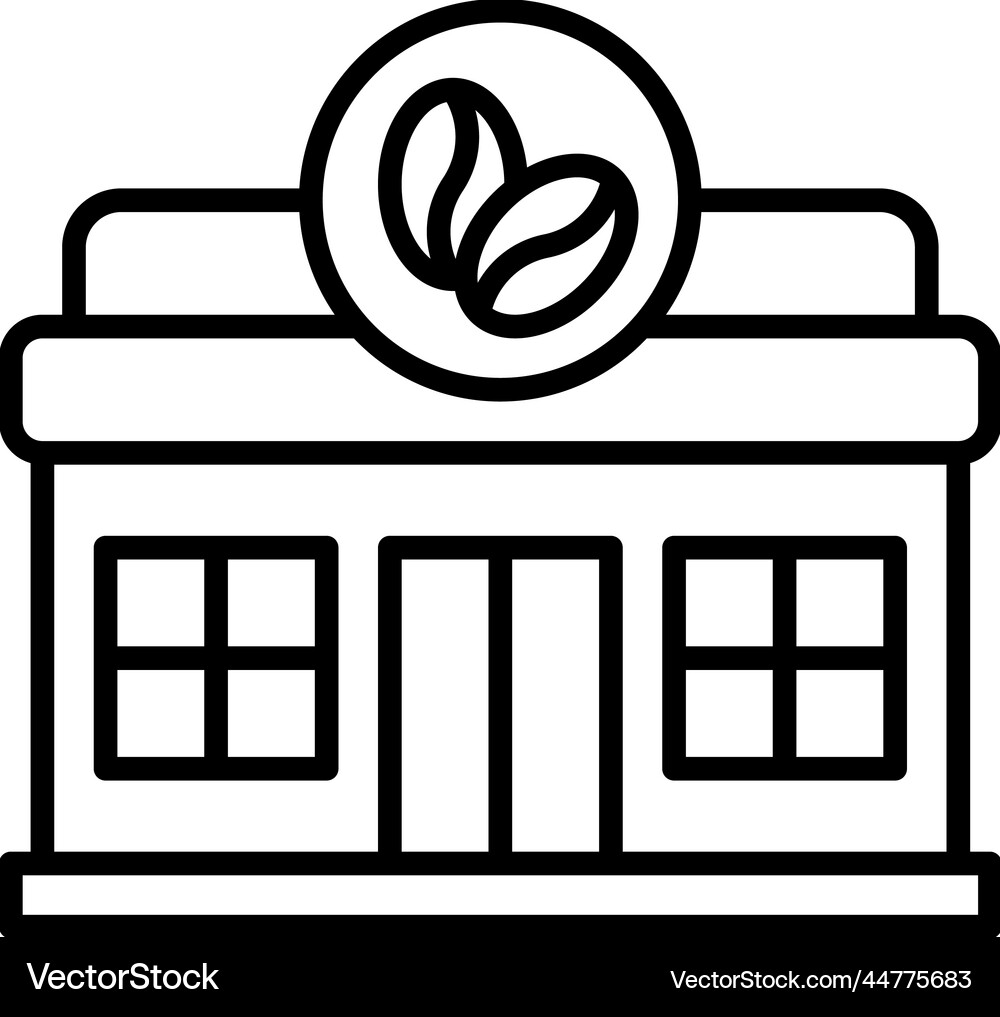 Coffee shop with bean sign icon Royalty Free Vector Image