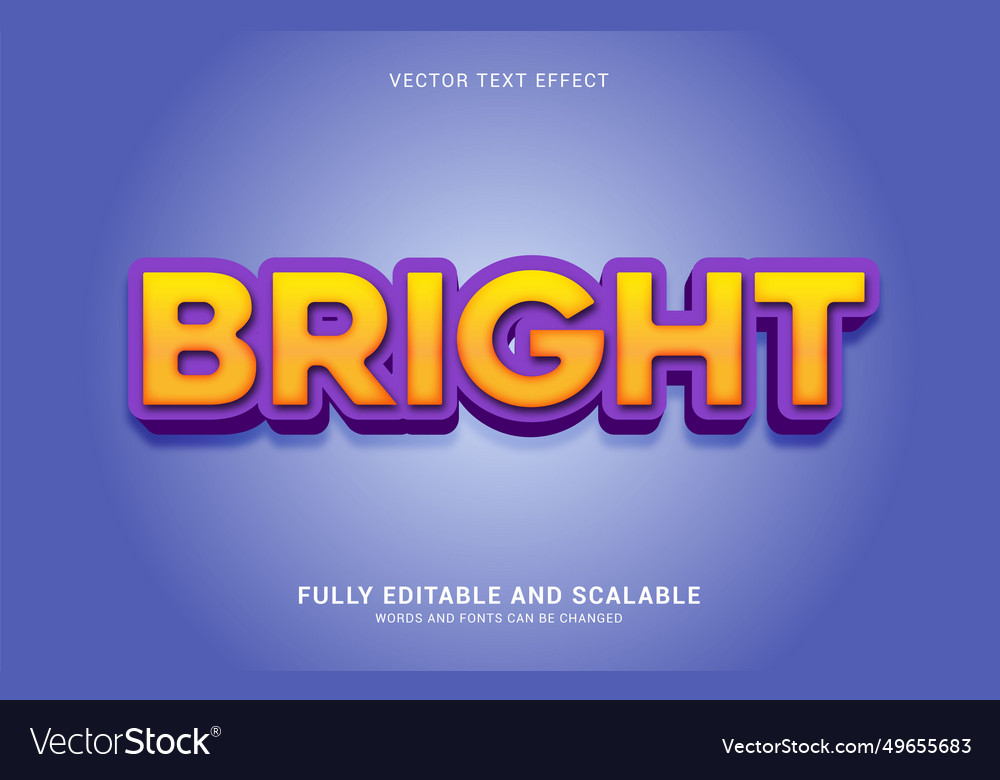 Editable text effect bright style Royalty Free Vector Image