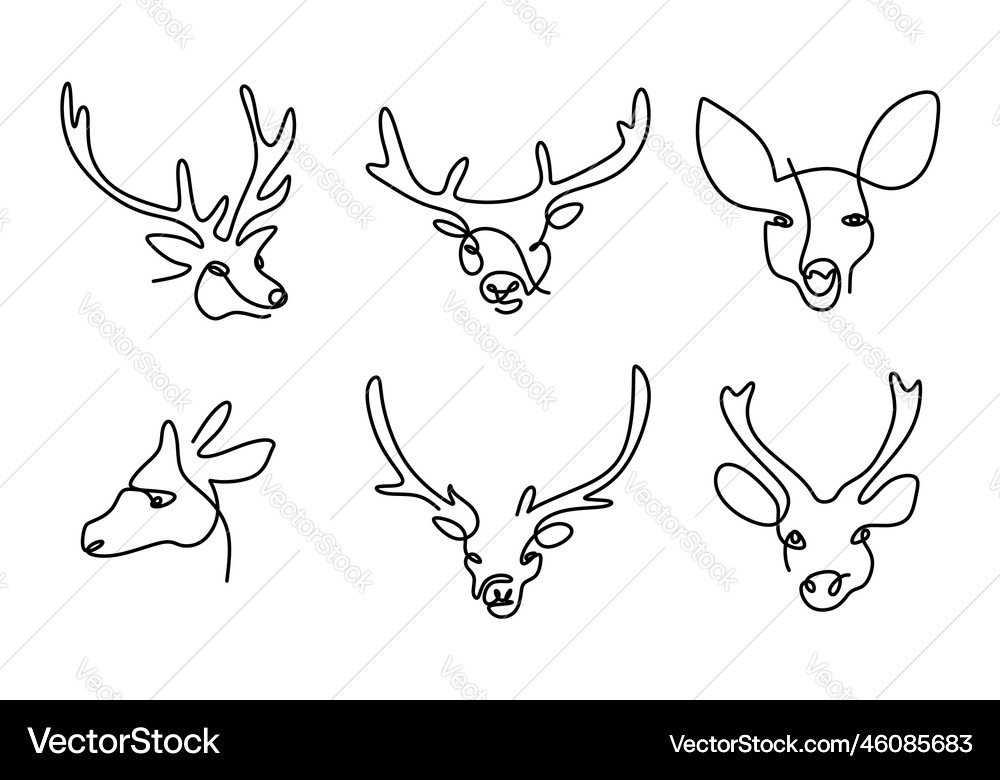 Hand drawing one single continuous line of six Vector Image