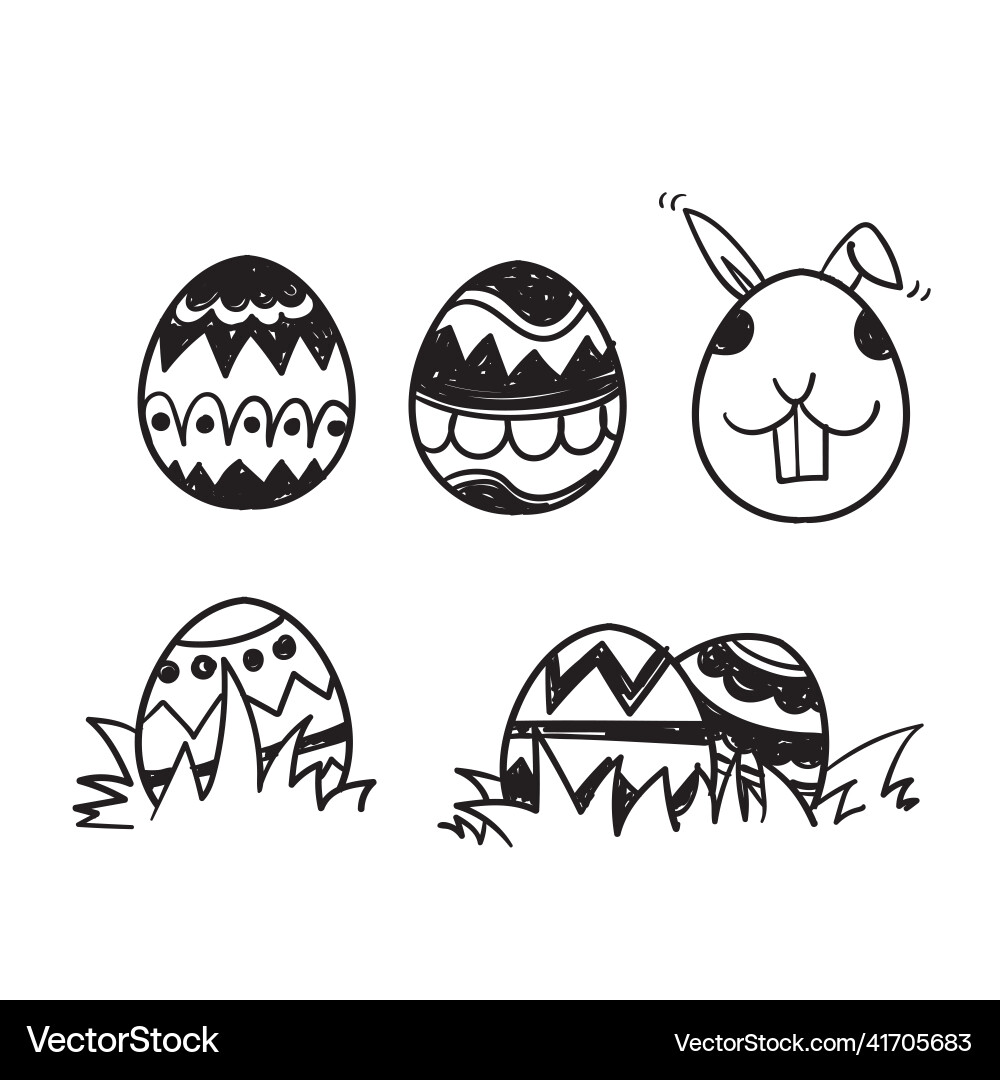 Hand drawn doodle easter egg collection icon Vector Image
