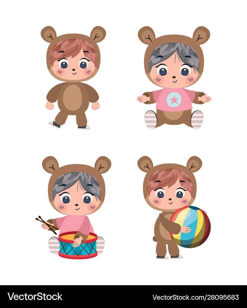 Isolated set kids cartoons design Royalty Free Vector Image
