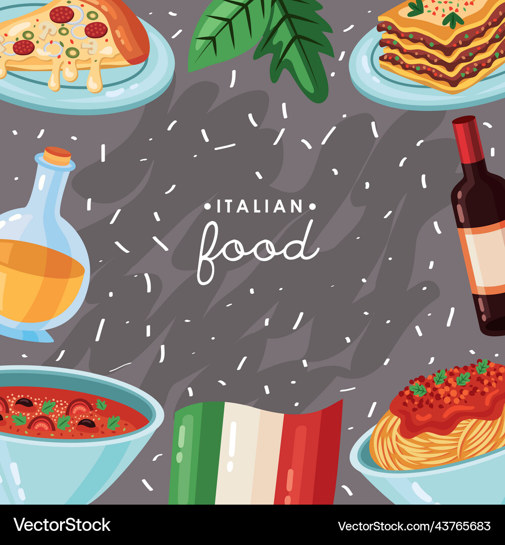 Italian food lettering frame Royalty Free Vector Image