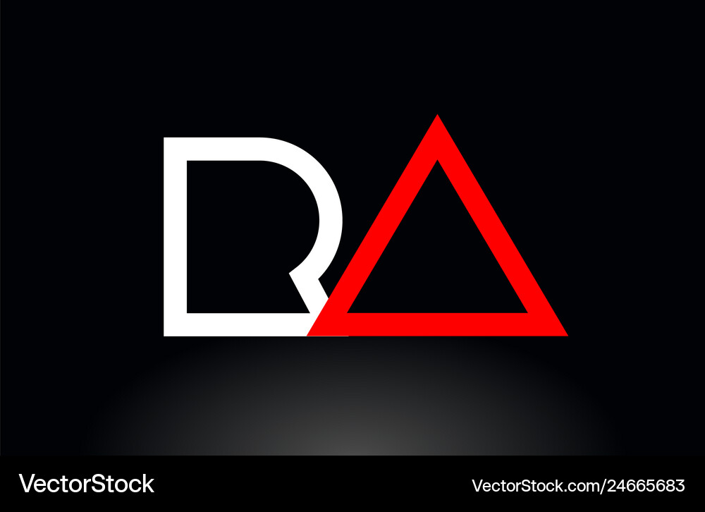 Red white alphabet letter ra r a combination Vector Image