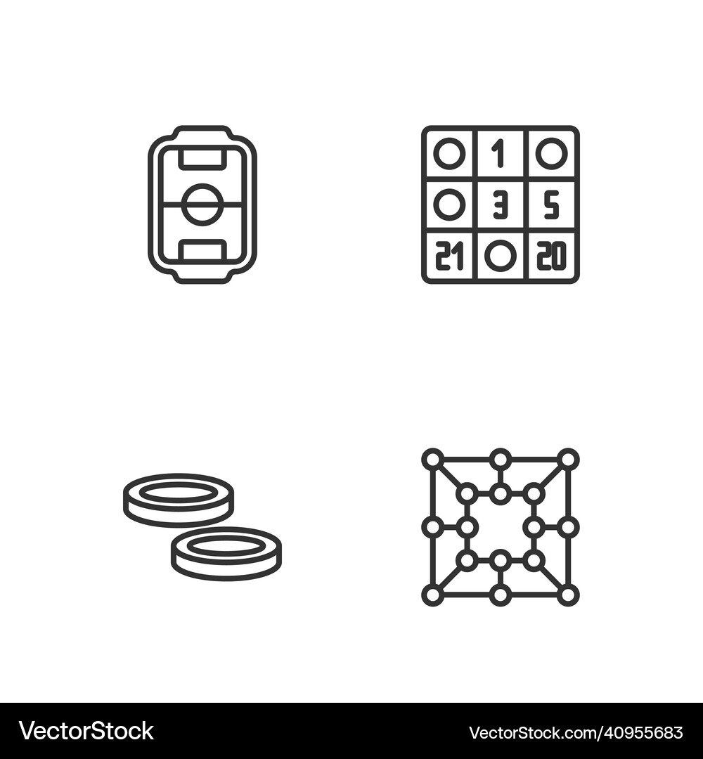 Set line board game checker chips table football Vector Image