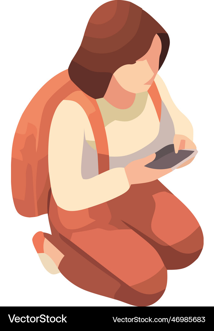 Smiling woman using phone Royalty Free Vector Image