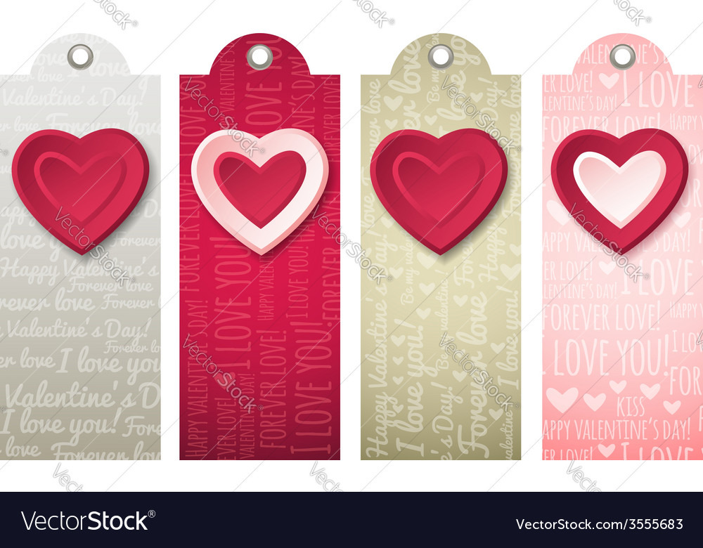 Valentines labels with decorative hearts Vector Image