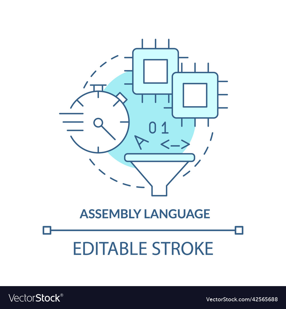Assembly language turquoise concept icon Vector Image