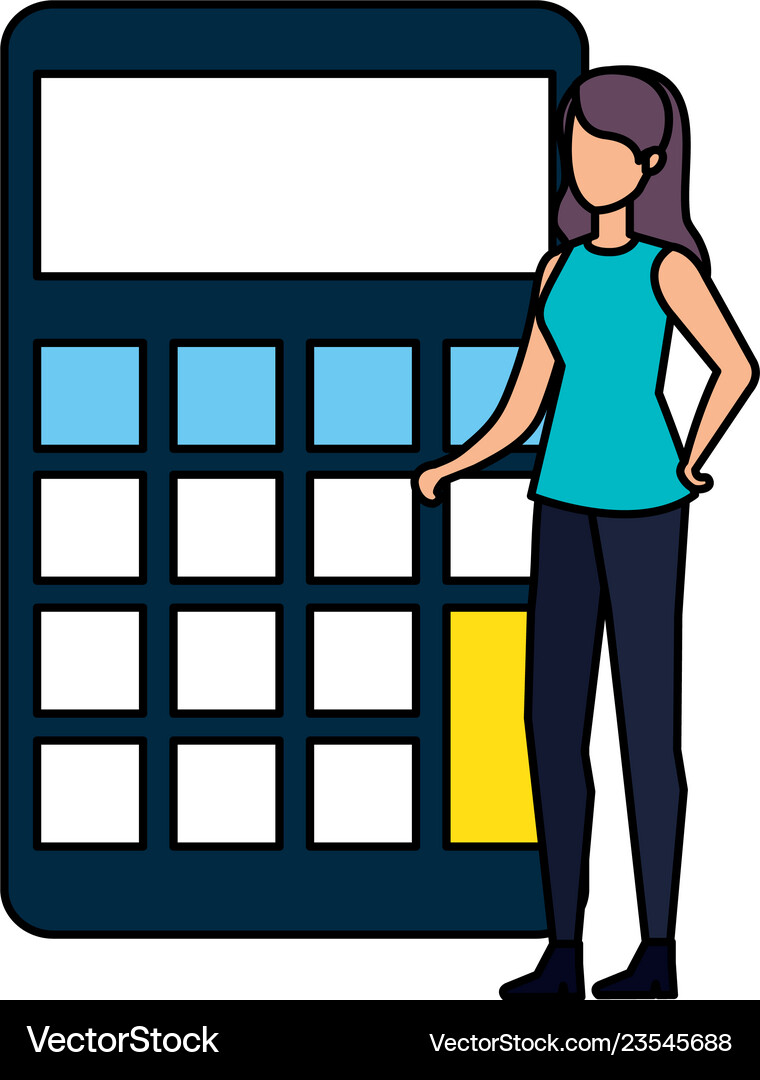 Calculator math with business person Royalty Free Vector